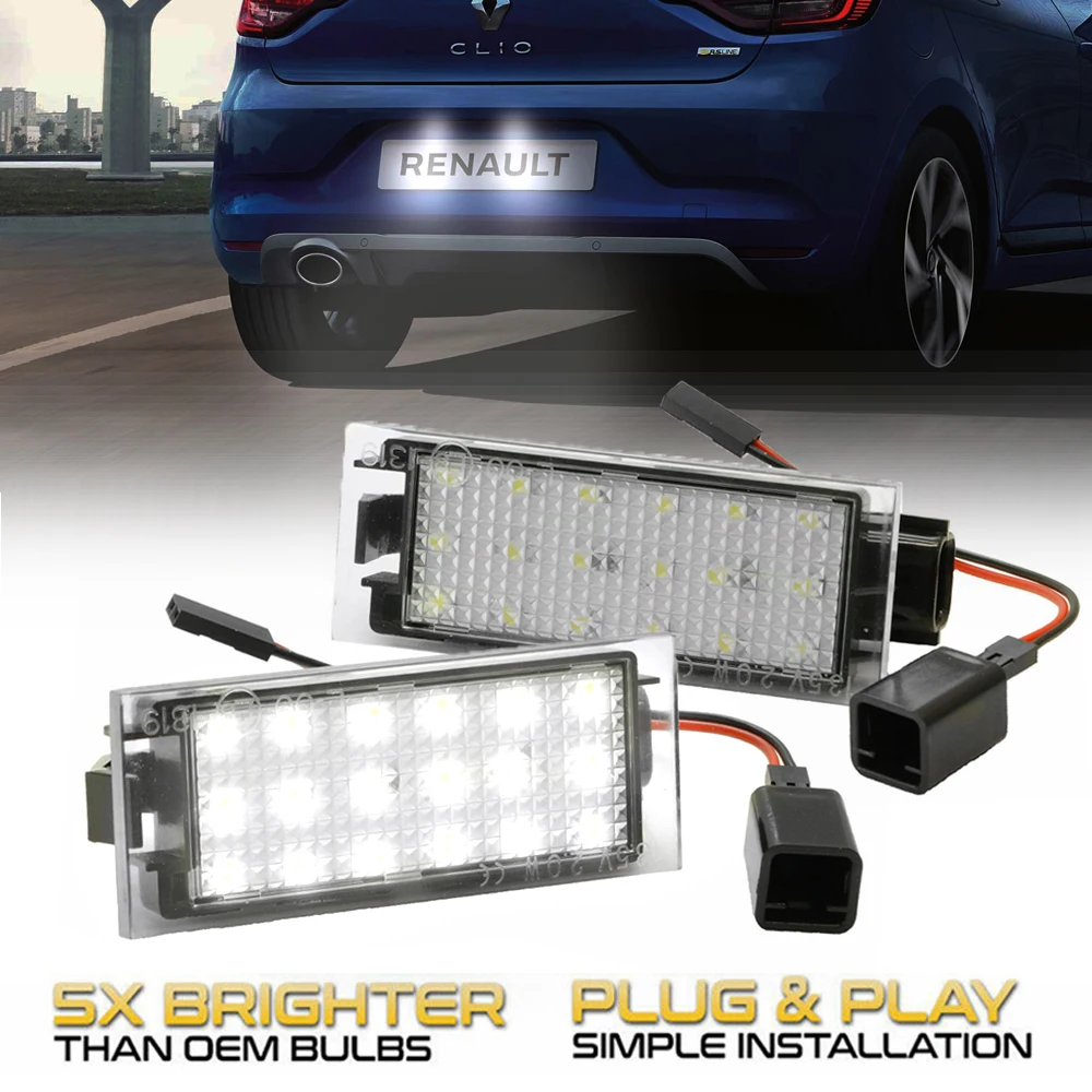 LED-License-Number-Plate-Light-Lamps-For-Renault-Clio-3-4-Megane-2-3-CC ...