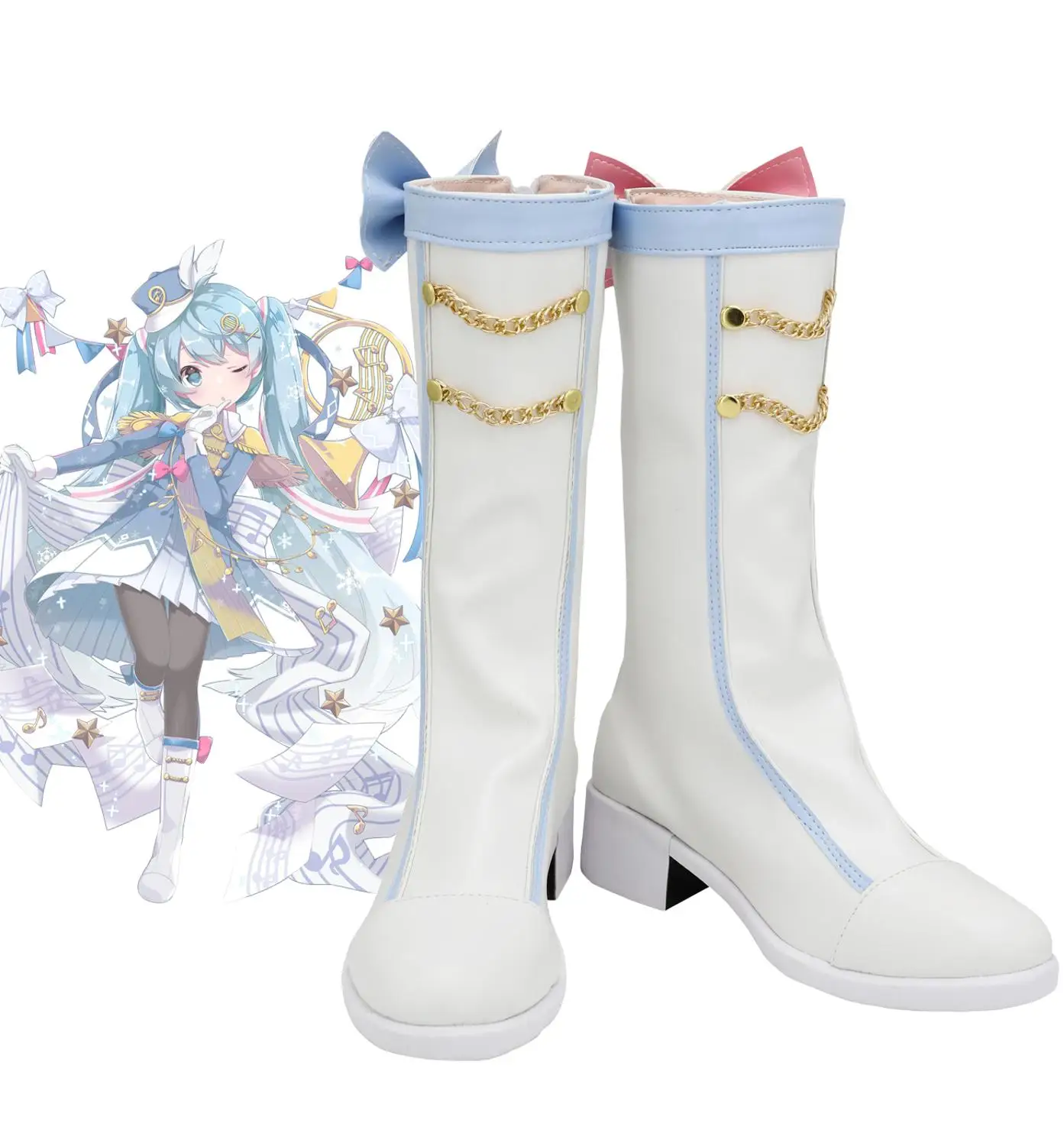 Vocaloid Snow Miku Cosplay Boot Shoe - AllCosplay.com