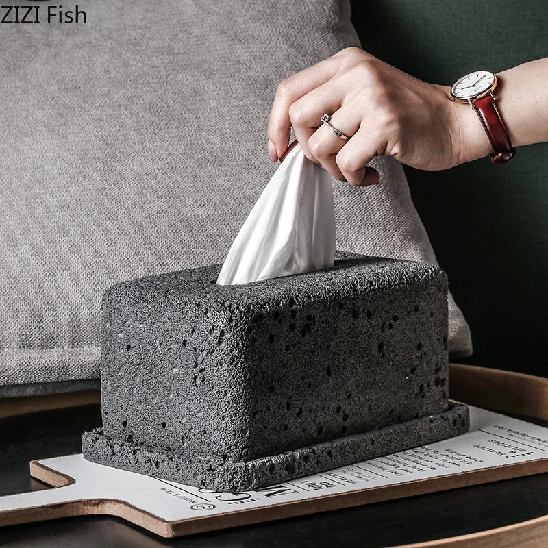 European Style Cement Tissue Box Restaurant Coffee Table Storage ...