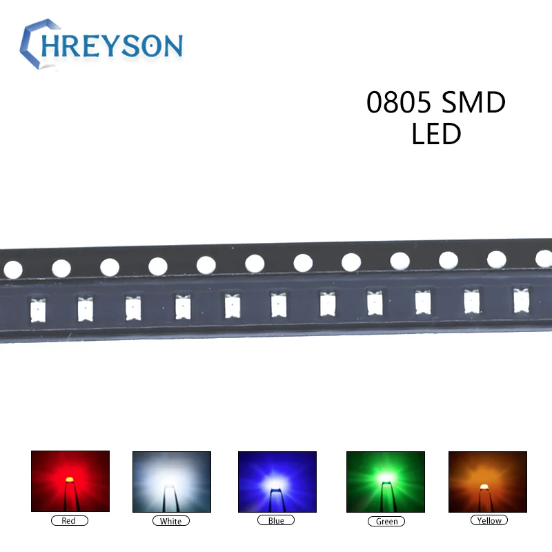 100pcs 0805 SMD LED Electron Component Blue Yellow White Green Red ...