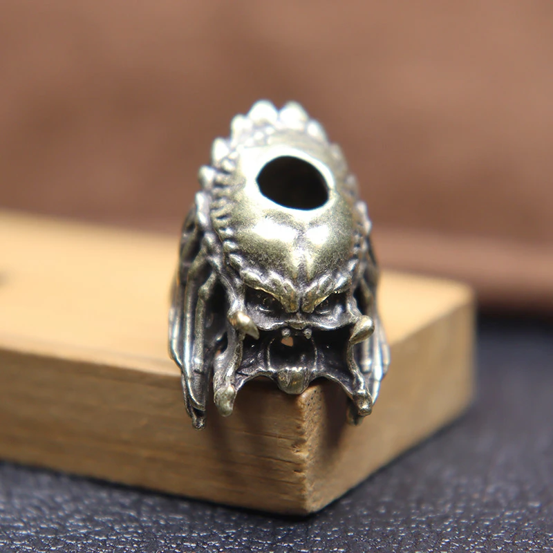 Alien Beast Face Iron Warrior Knife Bead Handmade Woven Paracord ...