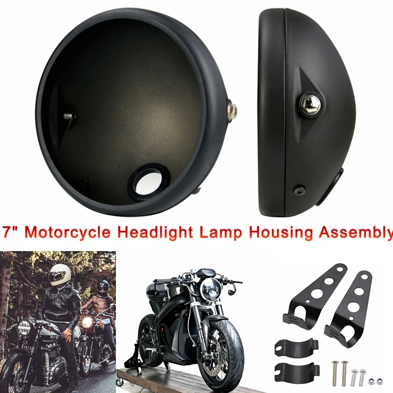 Motorcycle-LED-Headlight-Housing-7-Inch-Retro-Modified-Headlight-Base ...