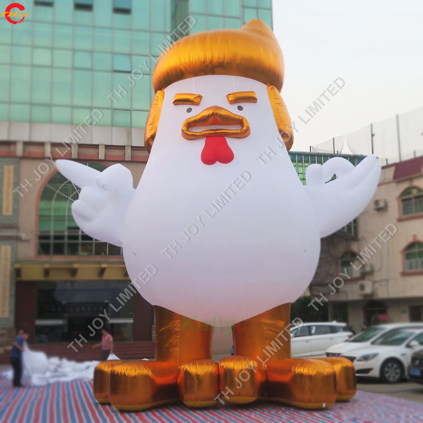 free door shipping 10m 33ft high giant inflatable trump chicken model ...