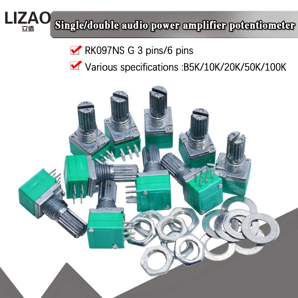 10PCS B5K B10K B50K B20K B100K RK097G Audio Amplifier Sealed Dual ...