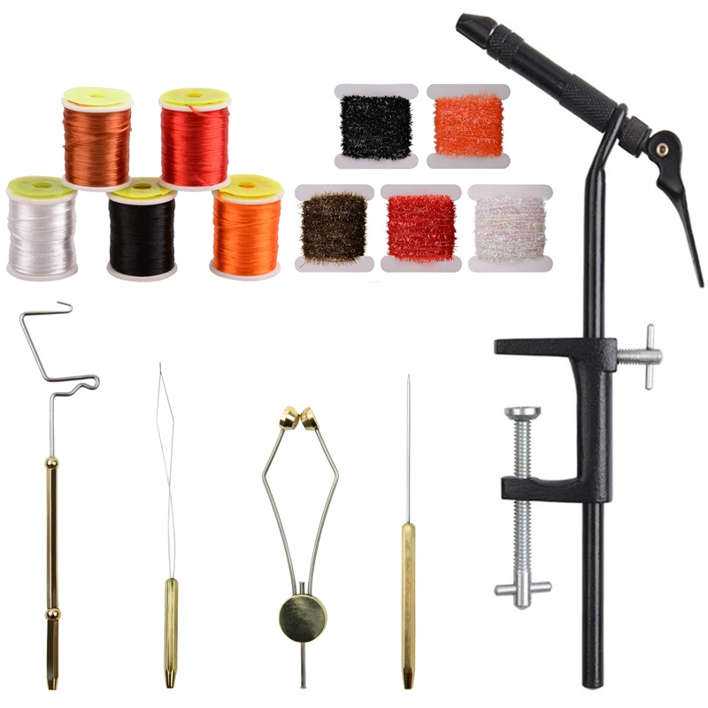 Steel Fly Tying Vise With Dubbing Needle Rotary Whip Finisher Bobbin ...