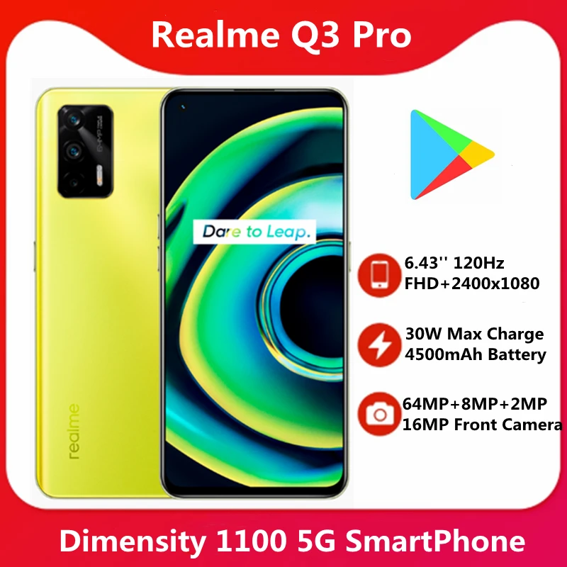 Original Realme Q3 Pro 5g 6.43'' 120hz Amoled Screen Dimensity 1100 ...