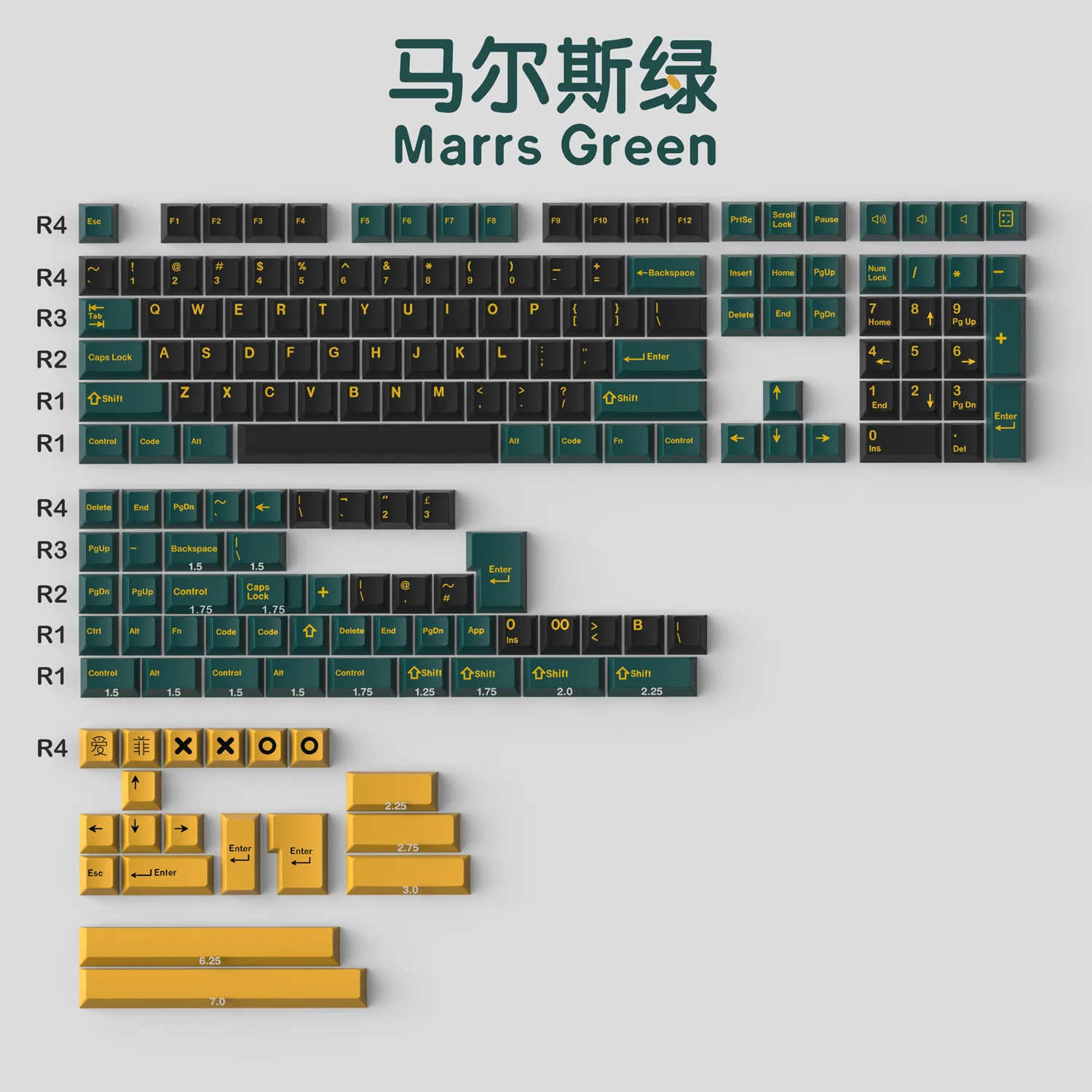 1-Set-GMK-Marrs-Green-Keycaps-ABS-Double-Shot-Keycap-Cherry-Profile-Key ...
