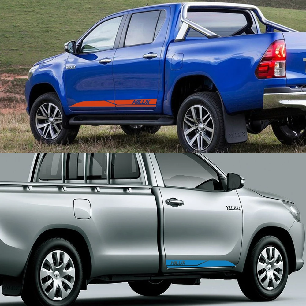 2Pcs Car Door Side Stickers For Toyota Hilux Revo Vigo Auto Vinyl Film ...