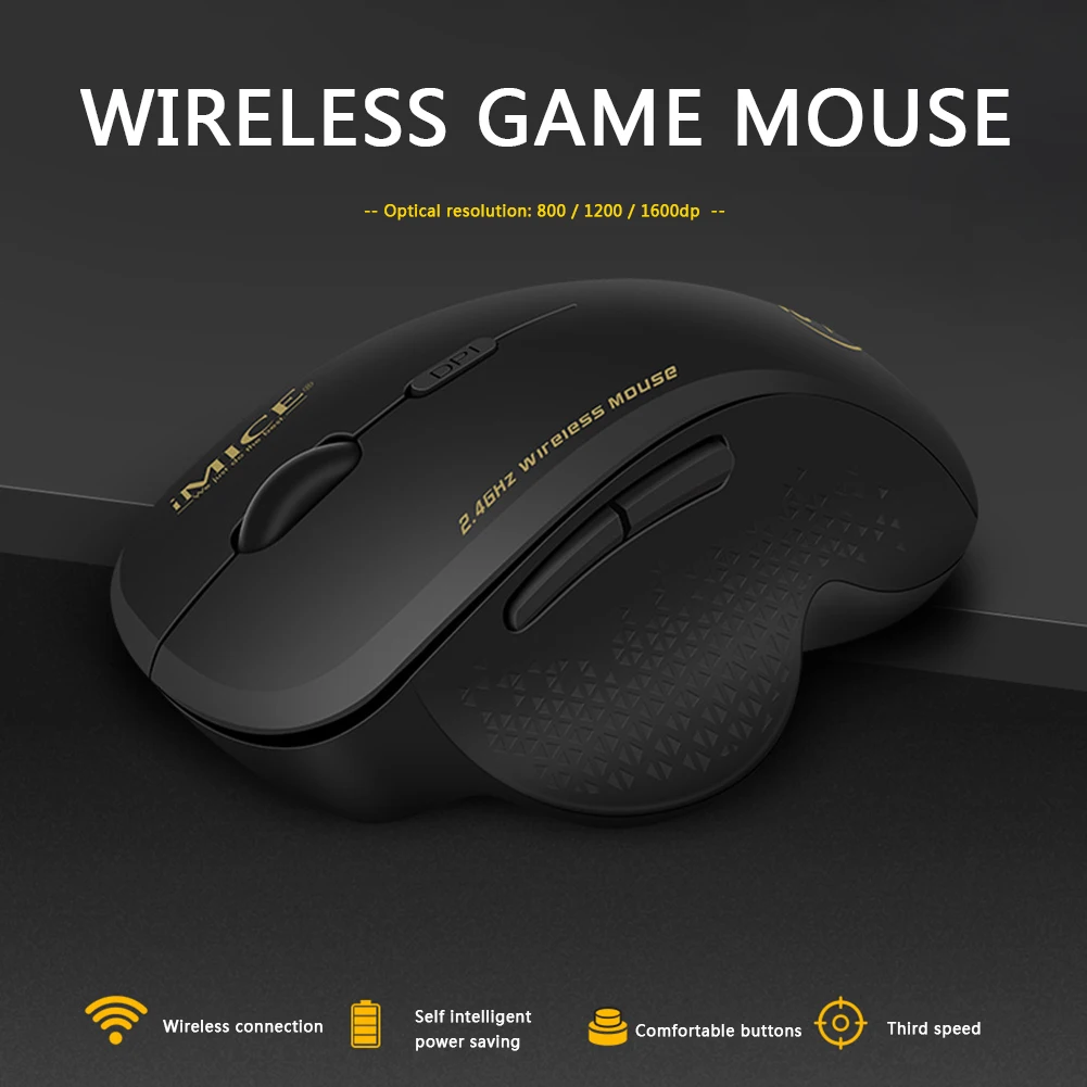 IMICE G6 2.4GHz Wireless Mouse 1600 DPI Adjustable Ergonomic Vertical ...