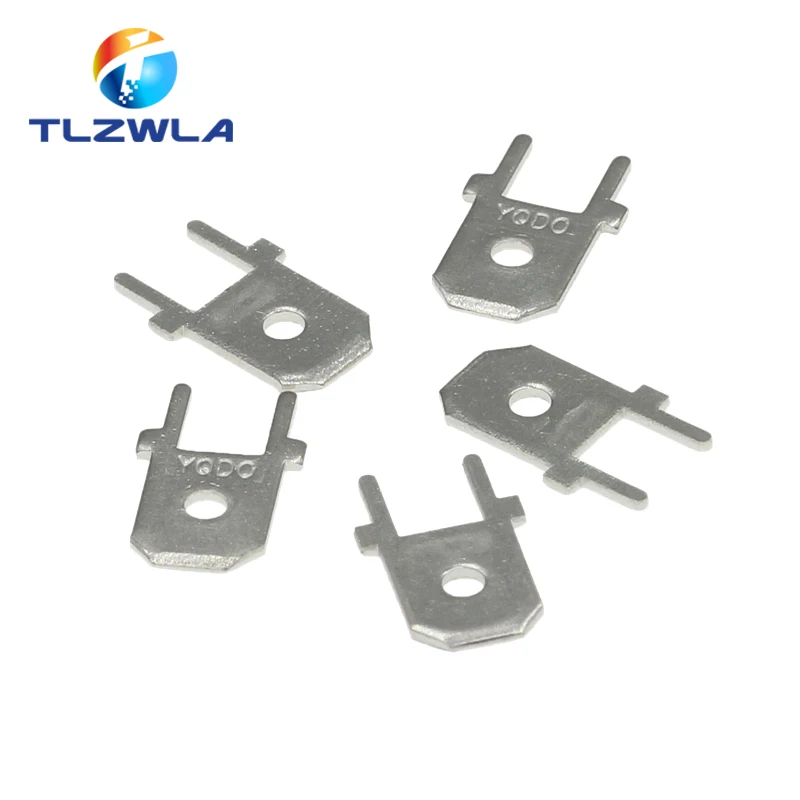 100pcs 6.3mm Inserts Plug male Terminal 250 PCB Solder lug thickness 0. ...