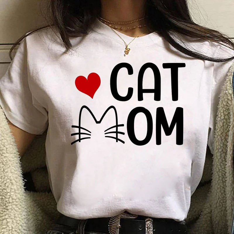 Camiseta-con-estampado-de-gato-y-mam-para-mujer-remera-estampada ...
