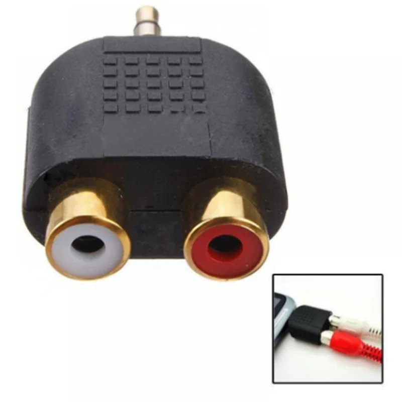 Cmple Brand Gold Plated Audio Adapter 2-Pack 3.5mm To 2 RCA Female ...