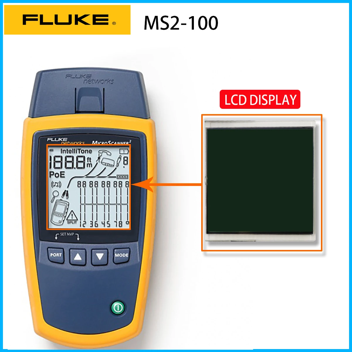 จอแสดงผล LCD ใหม่สำหรับ Fluke Networks MS2 100 MicroScanner2หน้าจอ Lcd ...