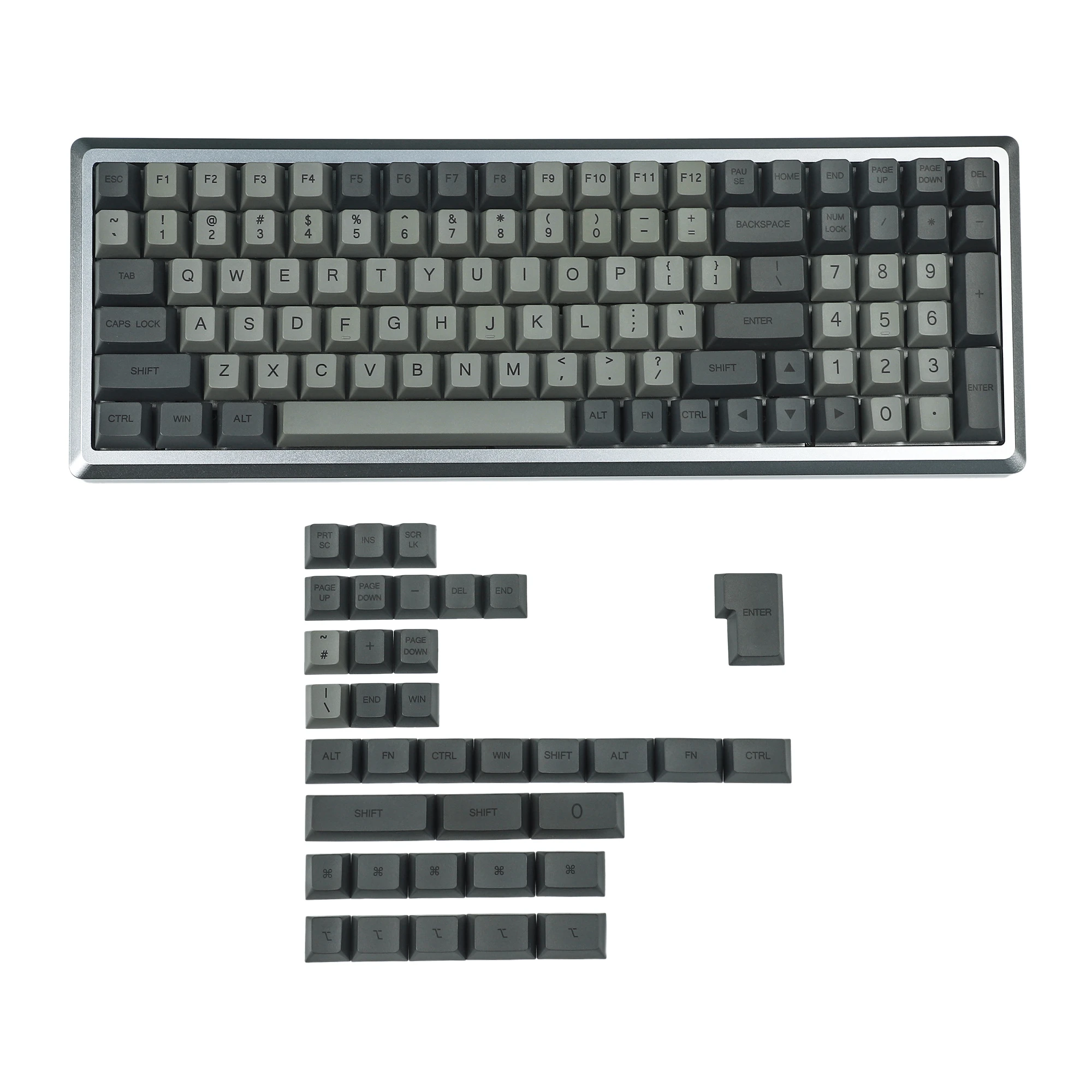 138 Preto Cinza Keycaps Cherry Profile Dye Sub Grosso Pbt Mac Keycap ...