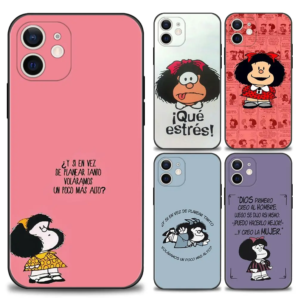 Mafalda funda suave para iPhone 14, 11 Pro Max, XS Max, XR, X, 13, 12 Mini, 7, 8, 6 Plus, 2020 ...