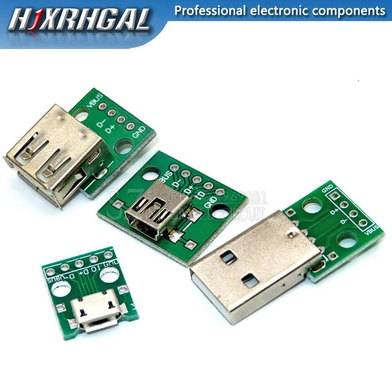 Hjxrhgal Conector Micro Mini USB 2,0 macho hembra, interfaz a 2,54mm ...