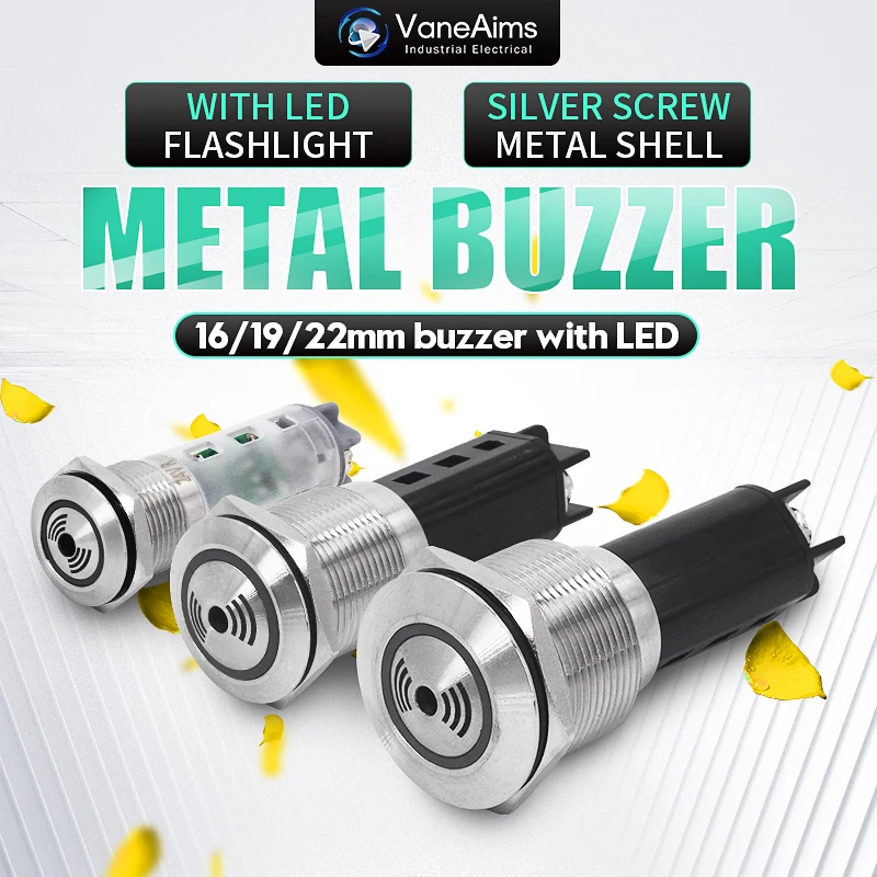 16/19mm Flash Led Alarm Indicator Light Signal Lamp Flashmetal Buzzer ...