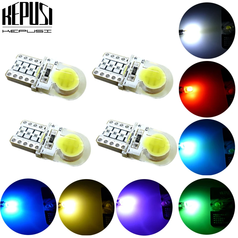 4x Car Led Bulbs T10 194 168 W5W COB LED Silica Bright White License ...