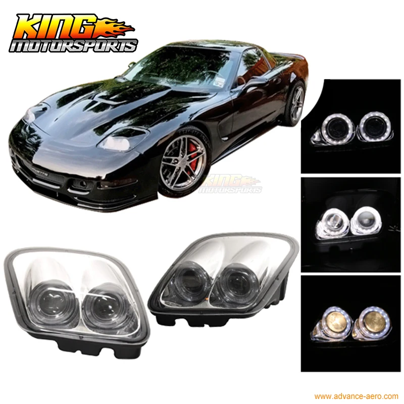Fit For 97-04 Chevy Corvette C5 Chrome Projector Head Lights Dual Led ...