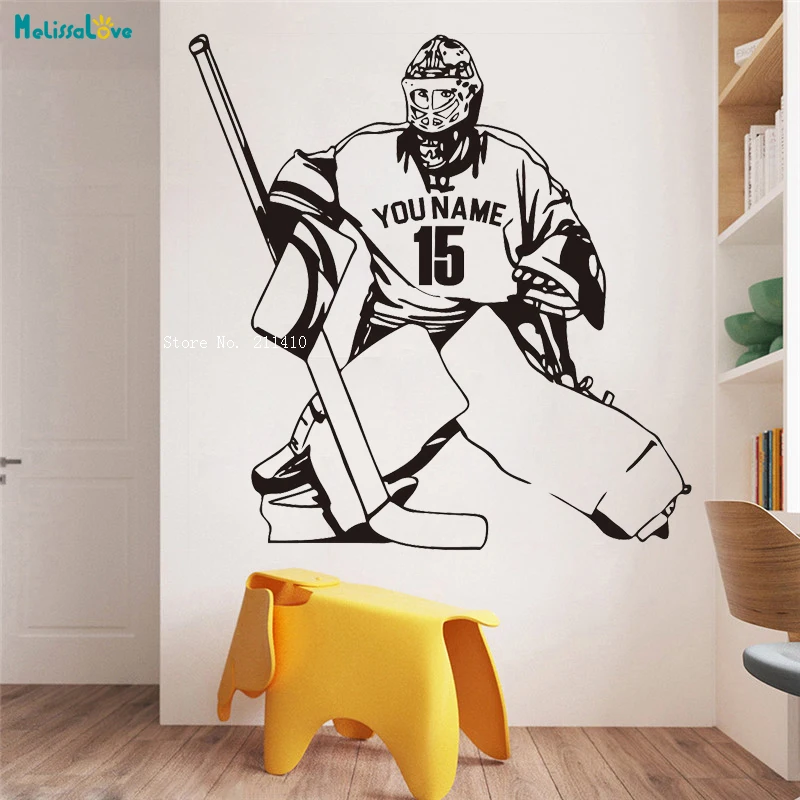 Hockey-Goalkeeper-Player-Wall-Sticker-Sports-Interior-Custom-Name-and ...