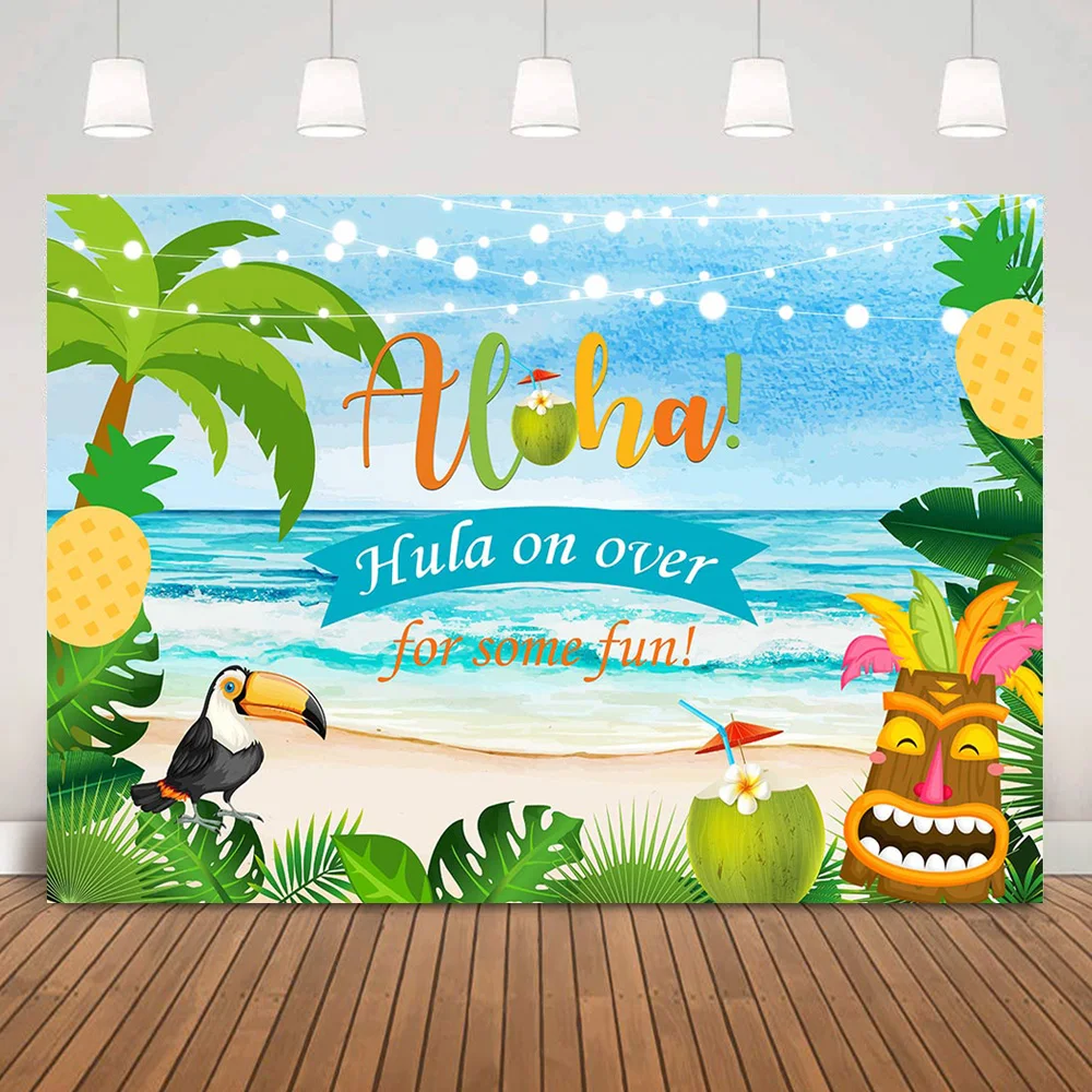 ฤดูร้อน Aloha ฉากหลัง Tropical Sea Beach Hula Party ตกแต่งพื้นหลัง ...