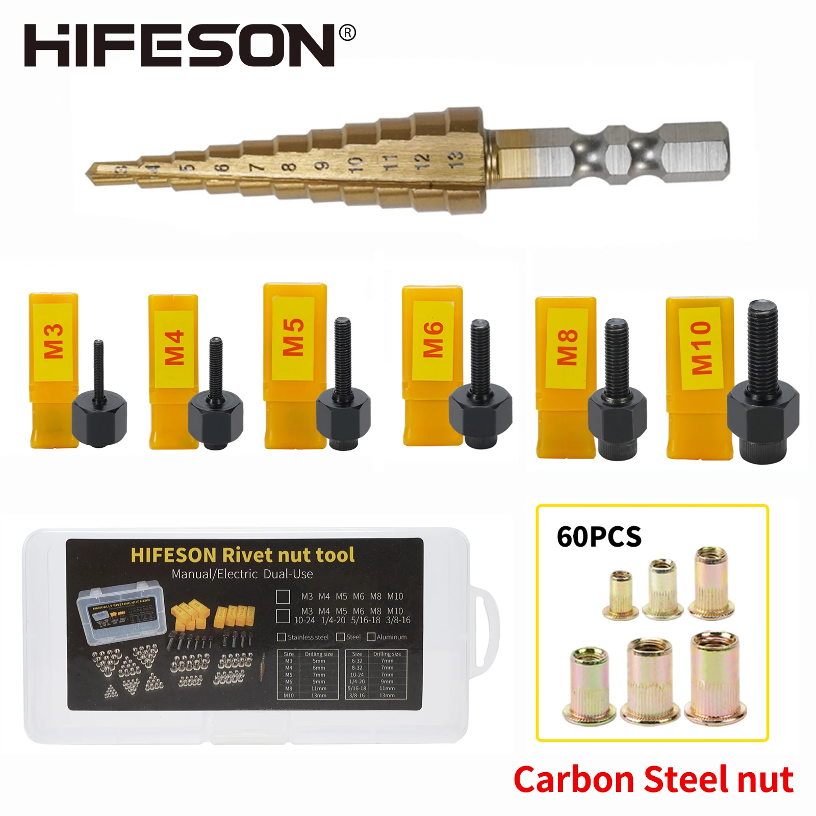 Manual-Riveting-Nut-Gun-Head-Carbon-Steel-Nut-Simple-Installation-Nut ...
