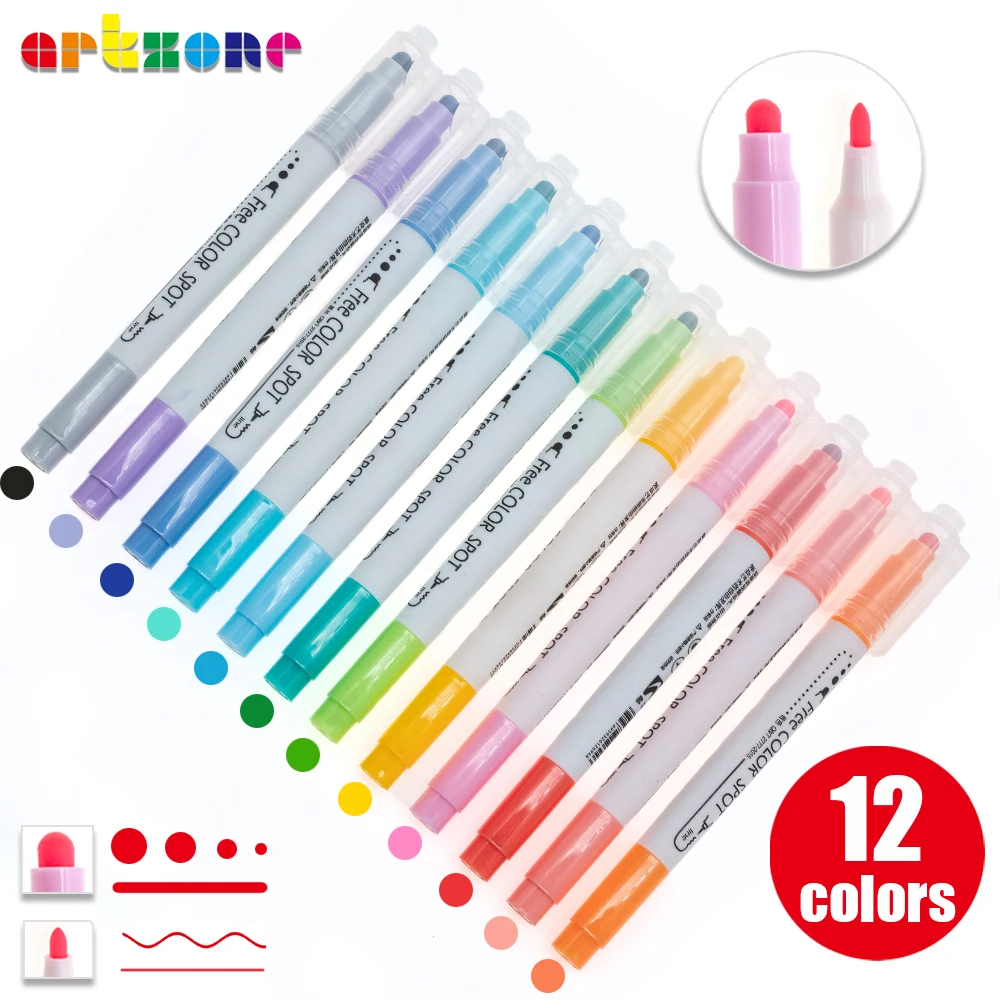12-colors-Creative-Highlighter-Pen-Novelty-Colored-Dot-Painting-Color ...