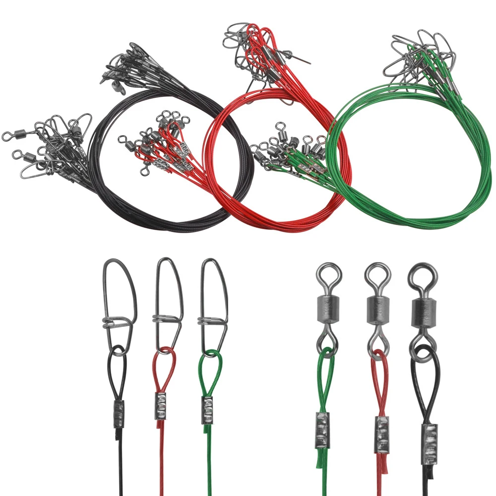 40 pçs fio de aço líder linha de pesca trelas 50cm 150lb força pesada ...