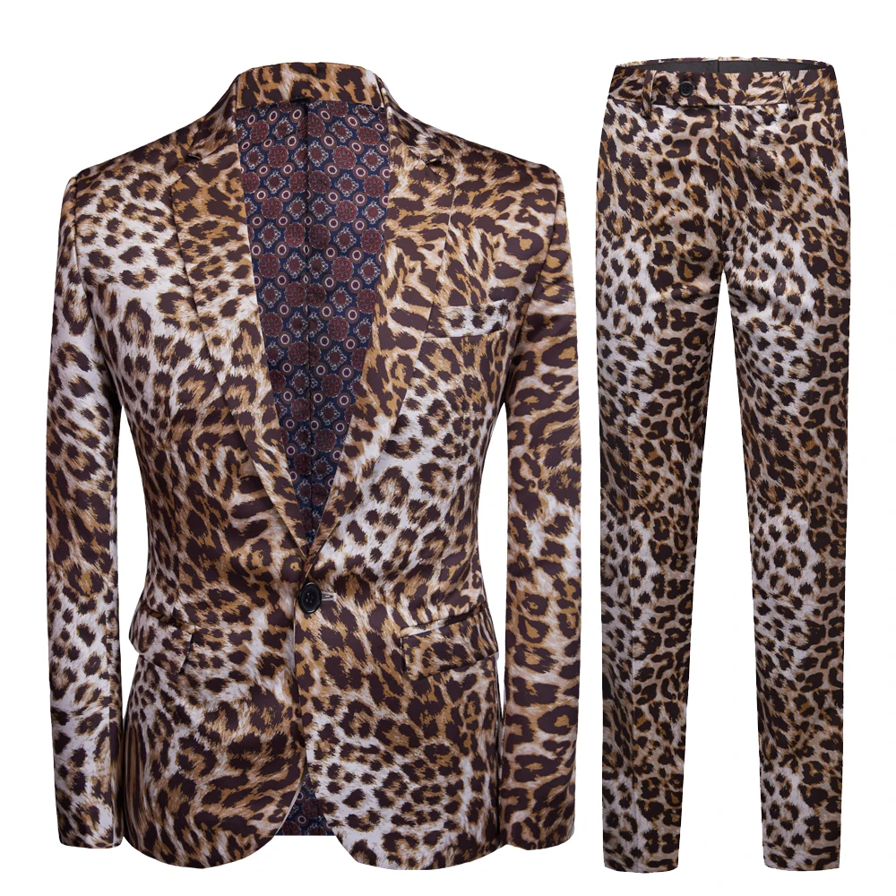 Spring High Quality Leopard Print Wedding Suits Men's Casual Men's ...