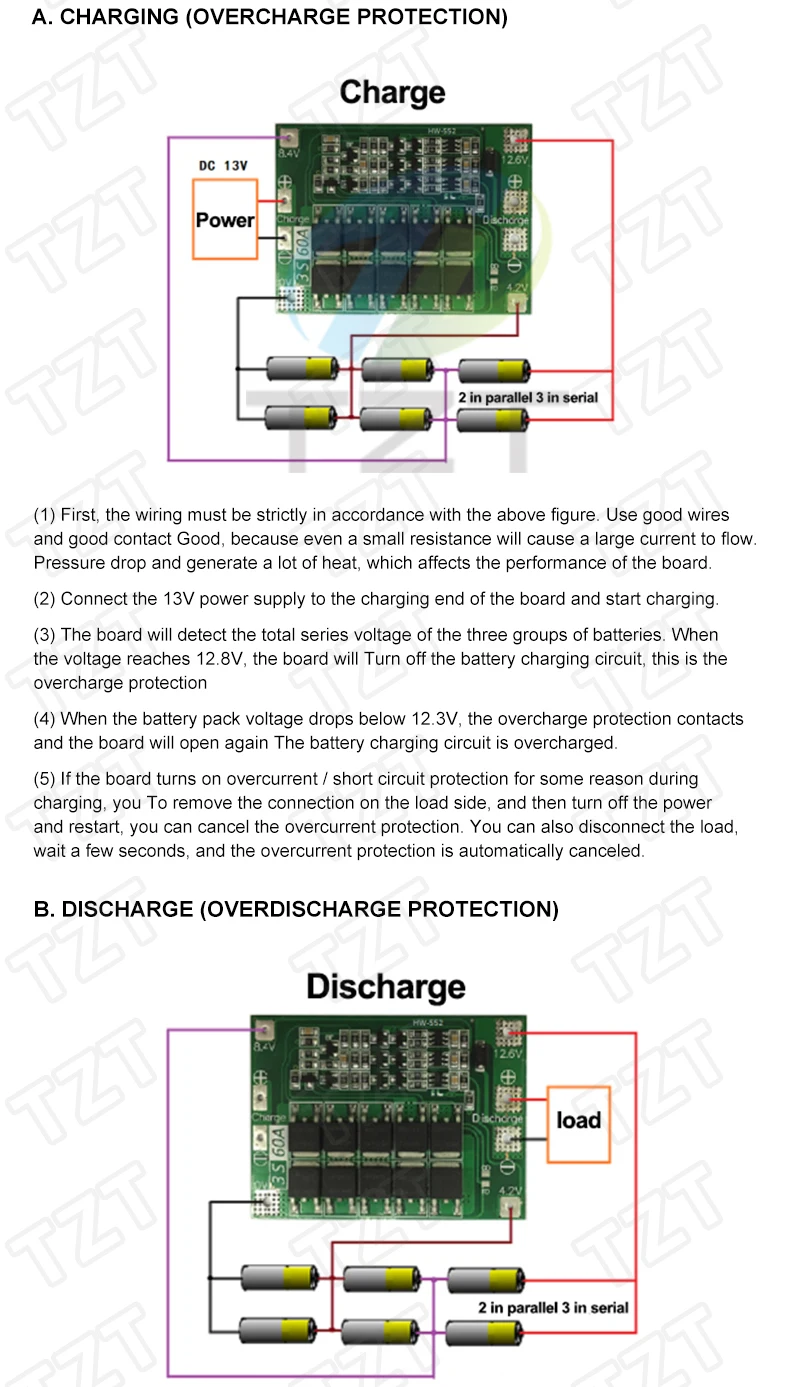 Защитная плата 3S/4S 40A/60A 18650 BMS, для зарядки литий-ионных ...