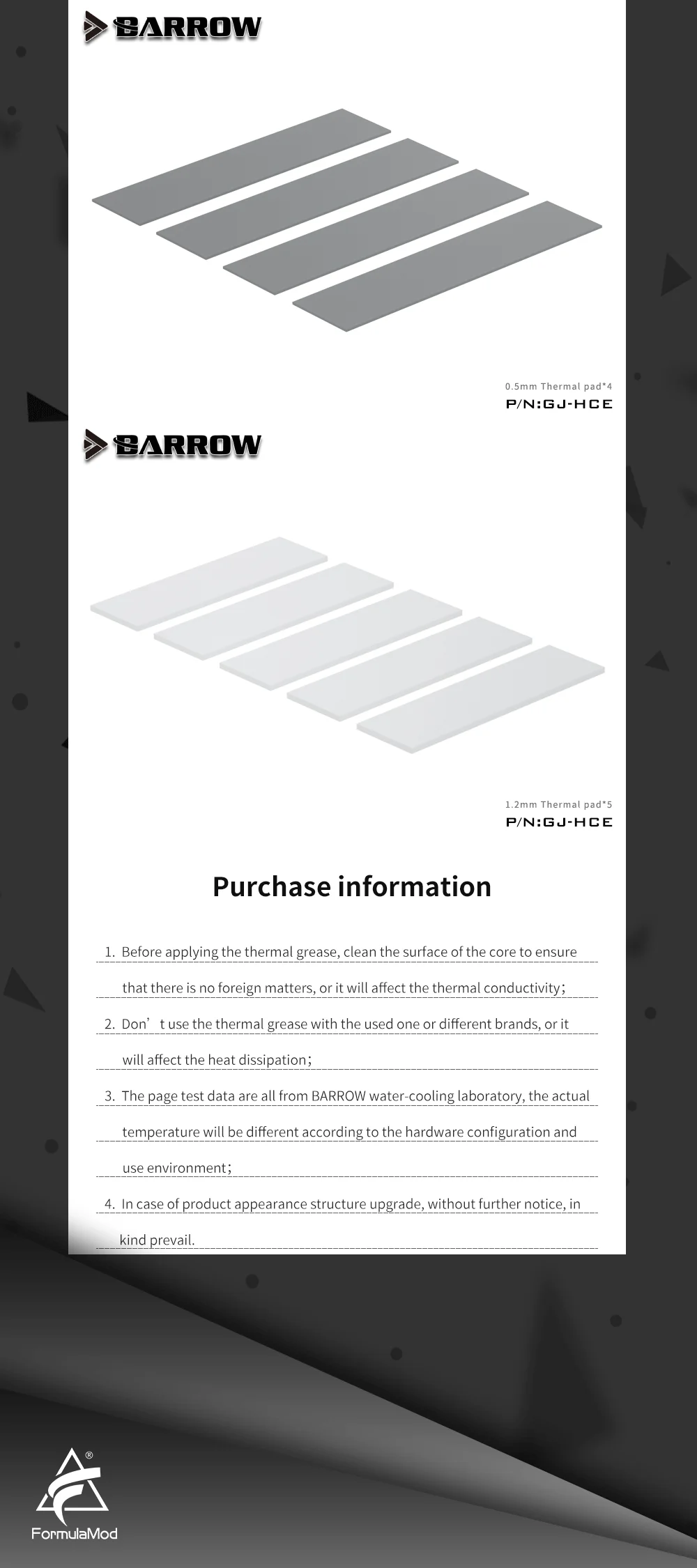 BARROW Silicon Grease Thermal Pad Kit For GPU Water Cooling Block Heat ...