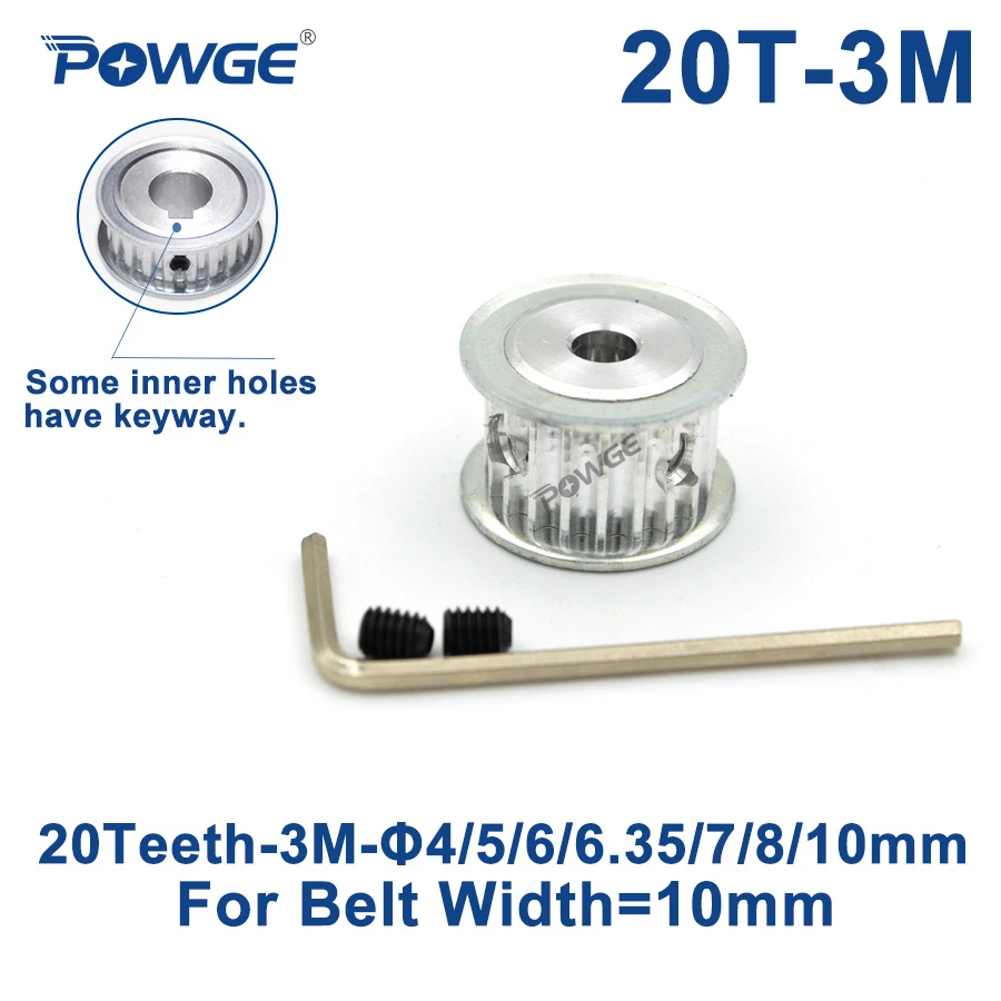 Powge 20 Teeth Htd 3m Timing Pulley Bore 4/5/6/6.35/7/8/10mm For Width ...