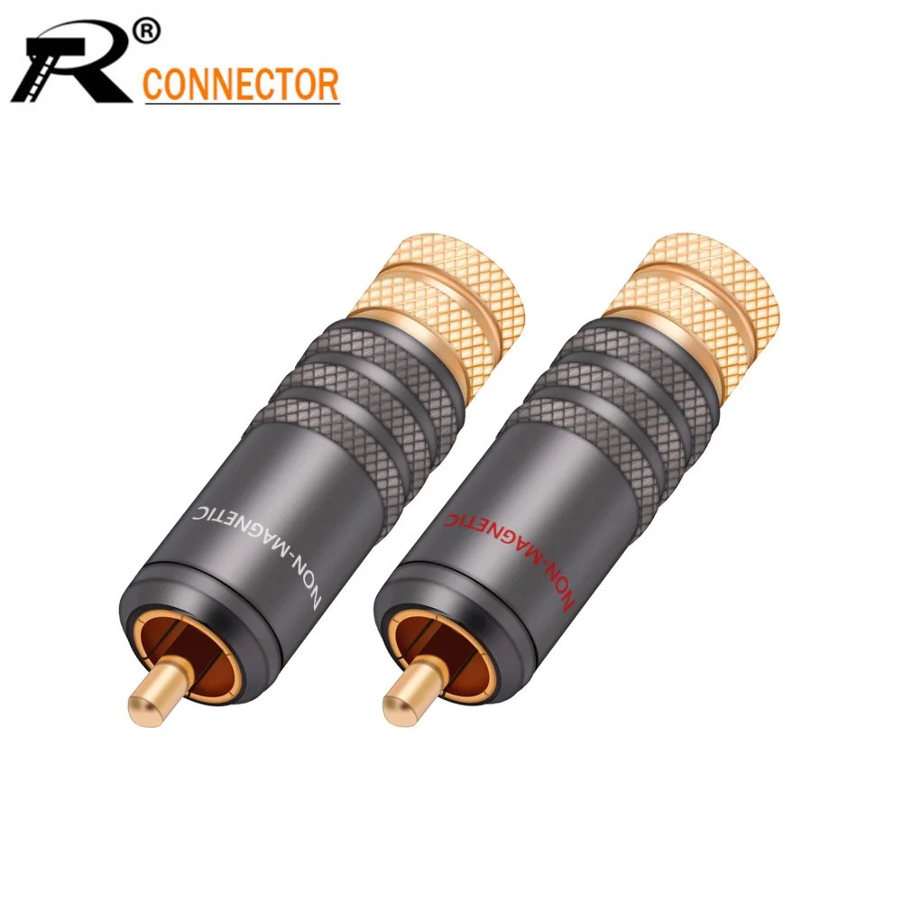 10pcs/5pairs RCA Connector Luxury Copper RCA male Wire Connector gold ...