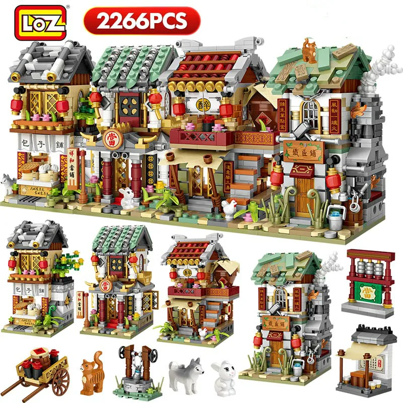 Loz Mini Block Mini Street City China Street Chinese Tradition Special Model Diy Assembly Toys ...