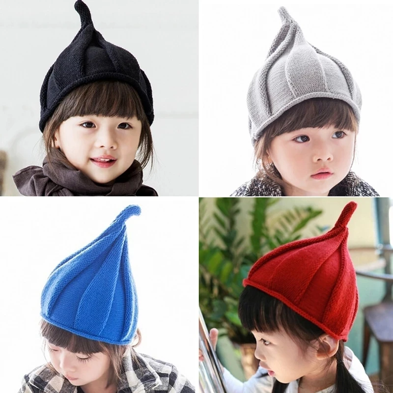 Candy Color Baby Hat Cute Autumn Winter Pointy Wool Hats For Kids Boys ...