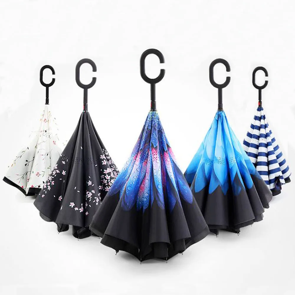 Folding-Double-Layers-Reverse-Rain-Umbrella-for-Women-Men-Self-Stand ...