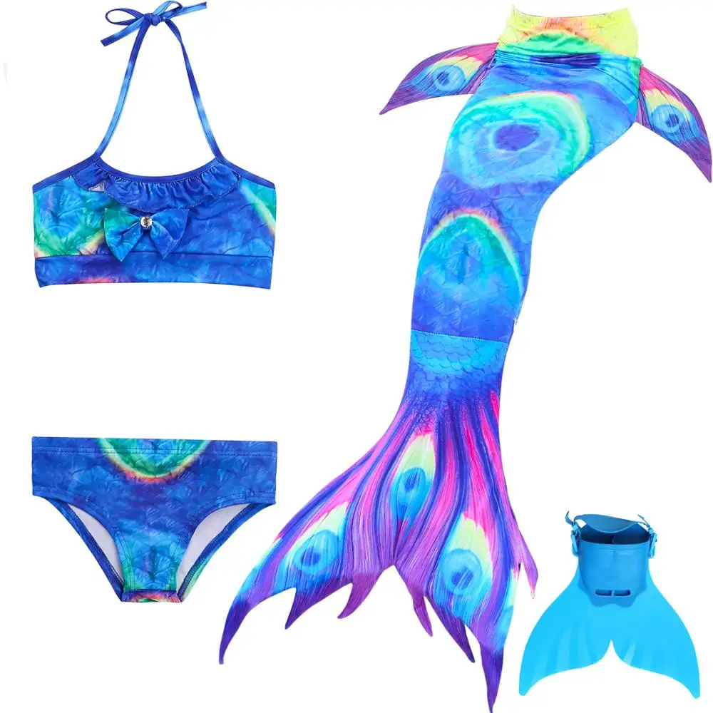 4 piece/Mermaid Bikinis Set Children Tails With Monofin Fin Girls Kids ...