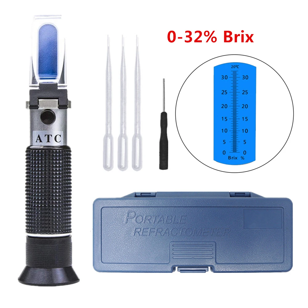 Handheld Refractometer 0-32% Brix Saccharimeter For Sugar Tester Atc ...