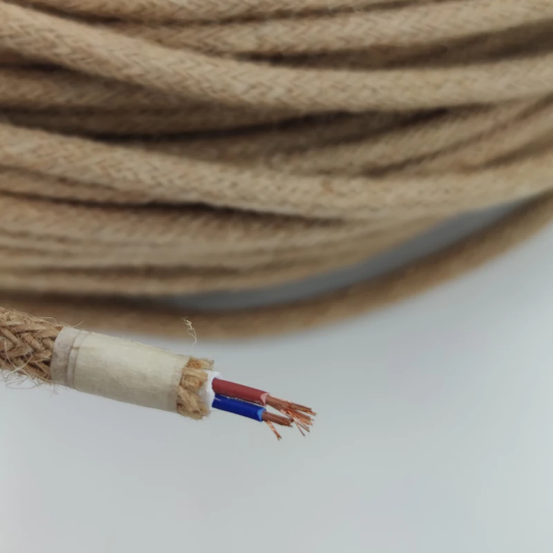 2*0.75mm Retro Electrical Wire Yellow Hemp Rope Pendant Lamp Cord ...