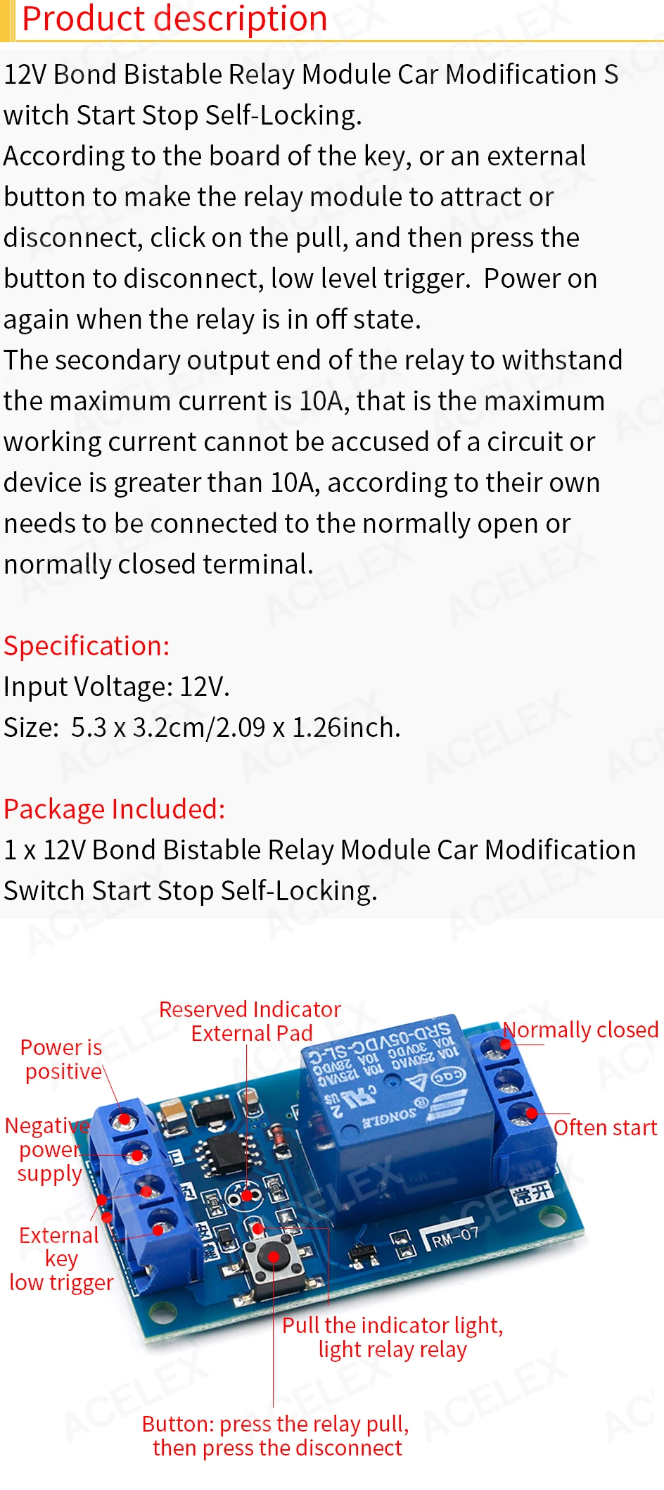 12V - Module De Relais Bistable À Bouton Unique, Interrupteur De ...