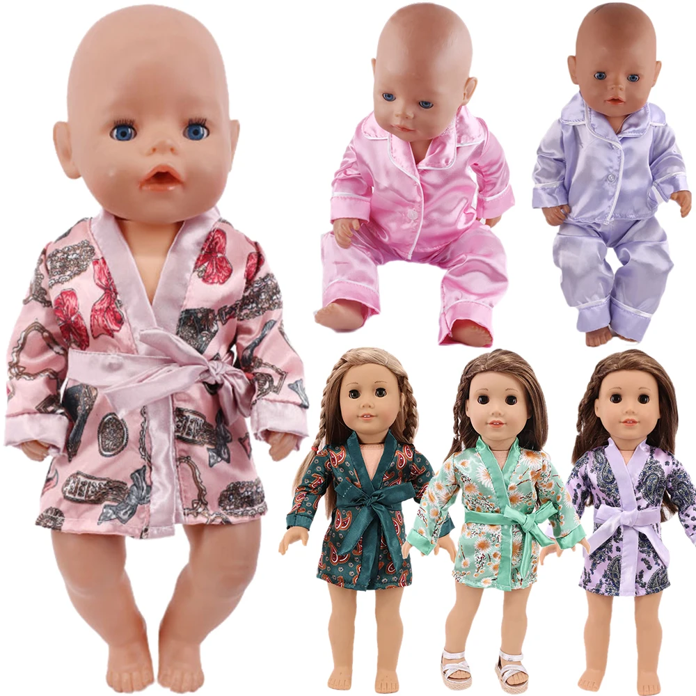 Doll Bathrobe Pajamas For 18 Inch American Doll Girl Toy 43 cm Born ...