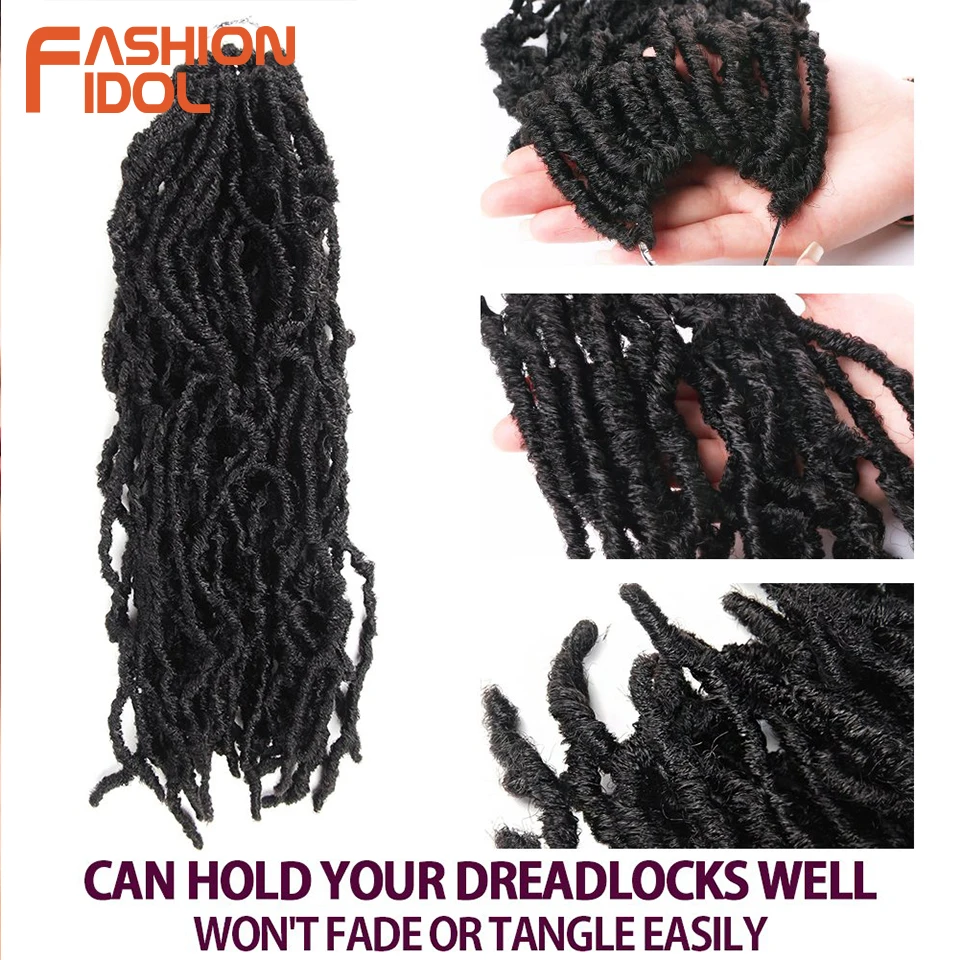 FASHION IDOL Nu Locs Crochet Hair 18 Inch Long Black Soft Goddess Faux ...