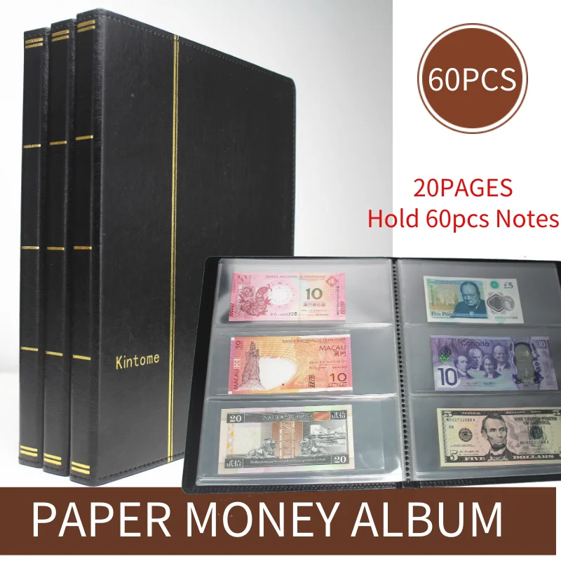 Kintome 60sheets (20pages) leather Paper Money Album Banknote ...