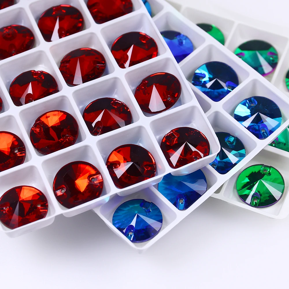 16mm-100pcs-Rivoli-Glass-Strass-Round-Sew-On-Rhinestone-Flatback-Glass ...