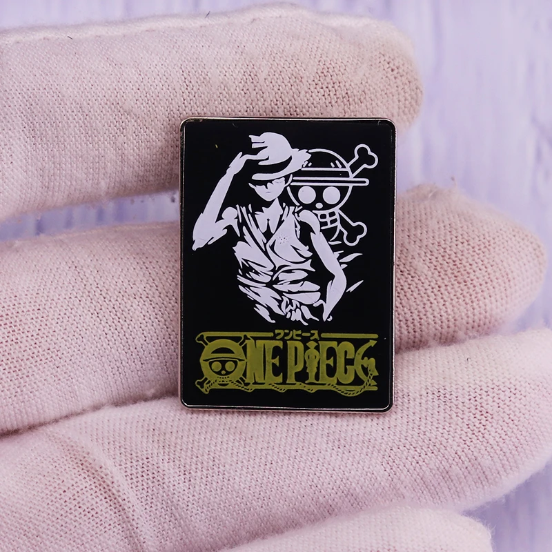 Monkey D. Luffy Skull Straw Hat Enamel Pin One Piece Logo Brooch Manga ...