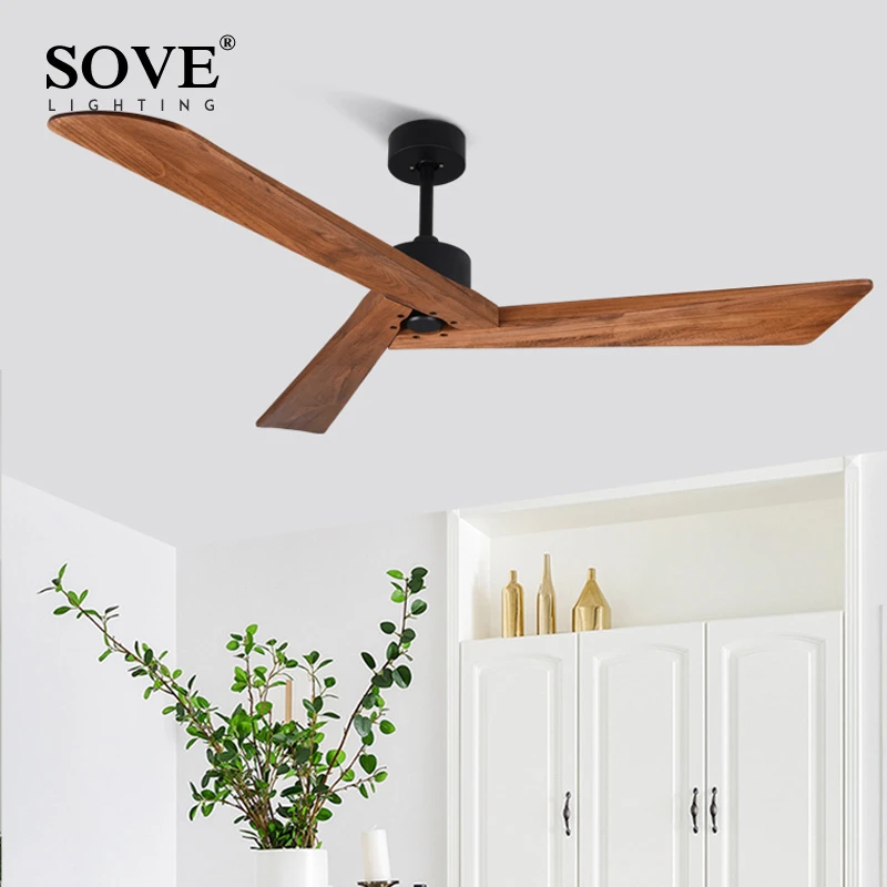 60 Inch Wood Ceiling Fan Without Light With Remote Control Creative ...