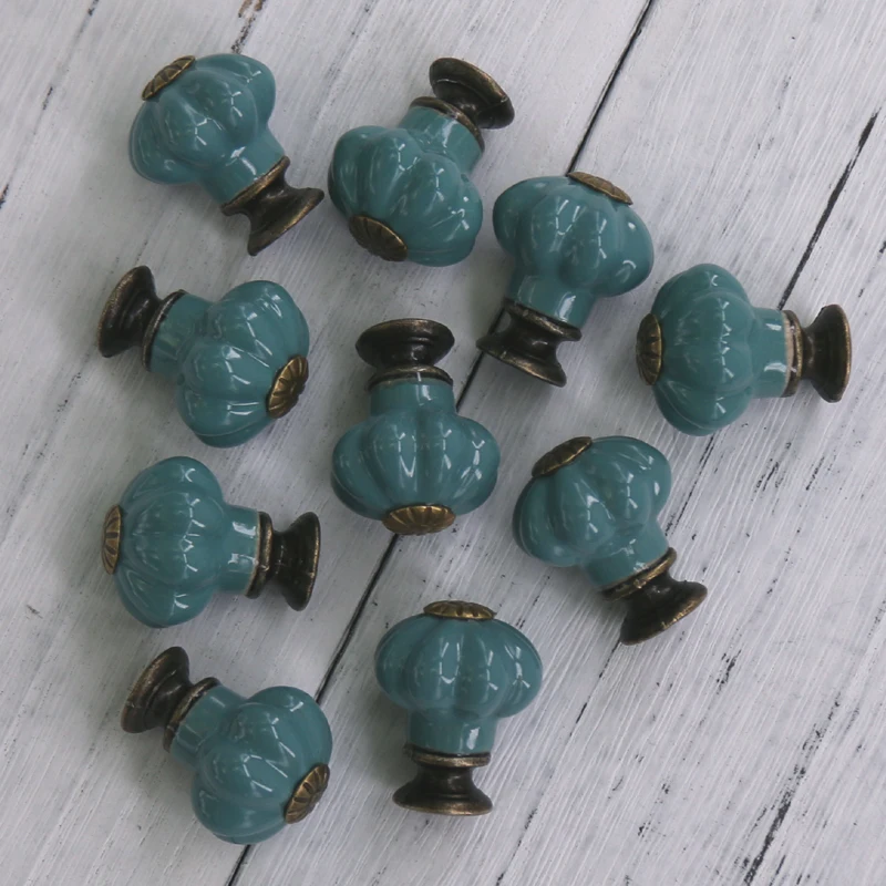 10PCS Vintage Ceramic Knobs and Handles Door Cupboard Drawer Small Pull ...