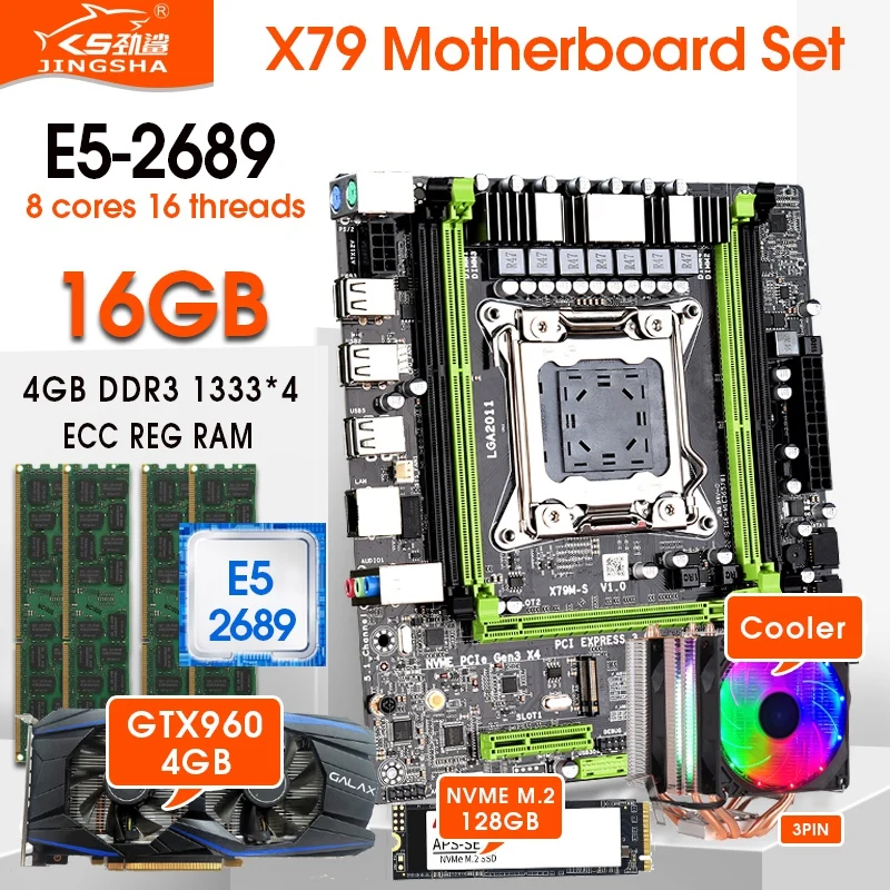 X79 placa mãe com xeon E5 2689 cpu lga2011 4*4gb = 16gb memória ram gtx 960 4gb jogo cartões ...
