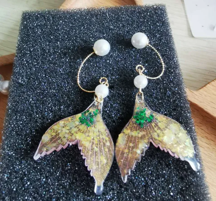 Free Shipping HER002 50 Pairs/Lot Fishtail Earrings W Pearl S925 Ear ...
