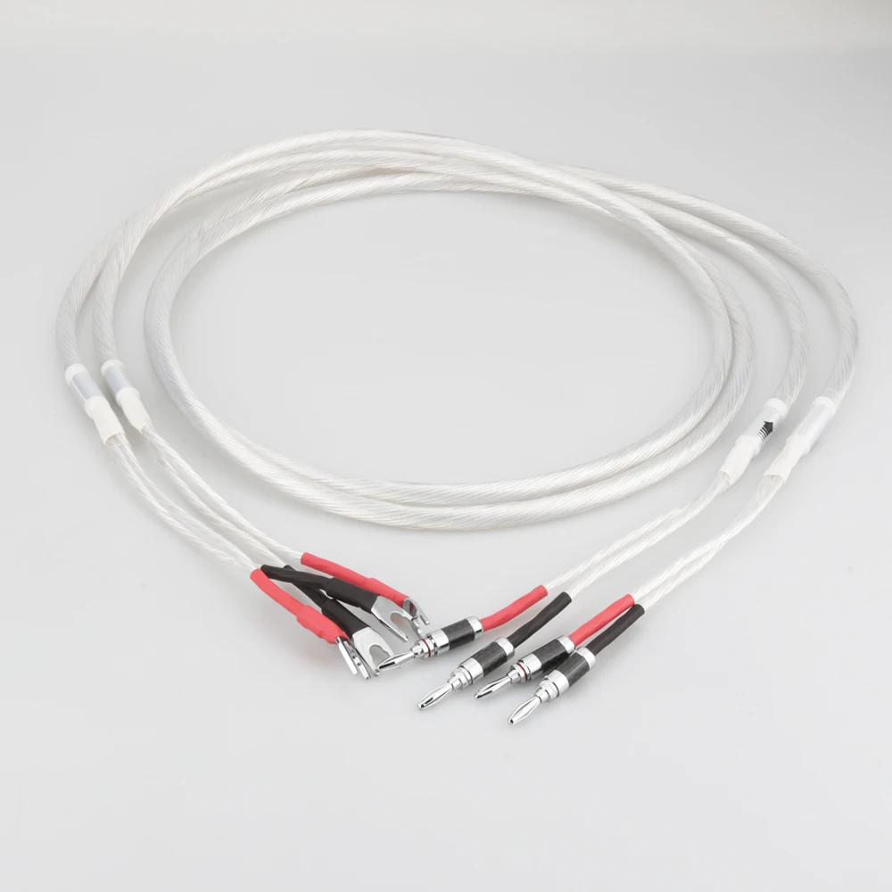 New One Pair HIFI Silver Plated Speaker Cable Hi END 4N OFC Speaker ...